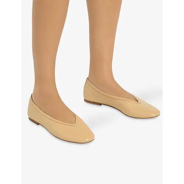 DUNE Hetta Leather Ballet Flats - Camel Leather