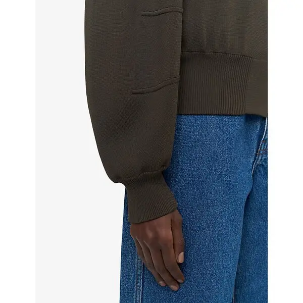 JOSEPH Sable Funnel-neck Knitted Bomber Jacket - Palm Leaf