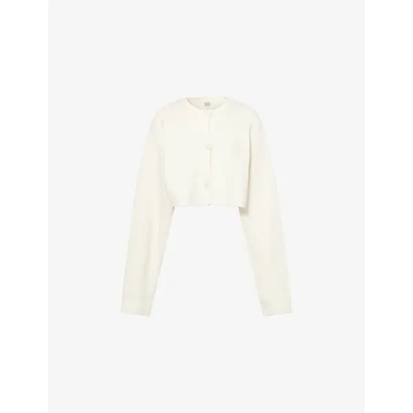 TOTEME Dropped-shoulder Cropped Knitted Cotton Cardigan - Milk