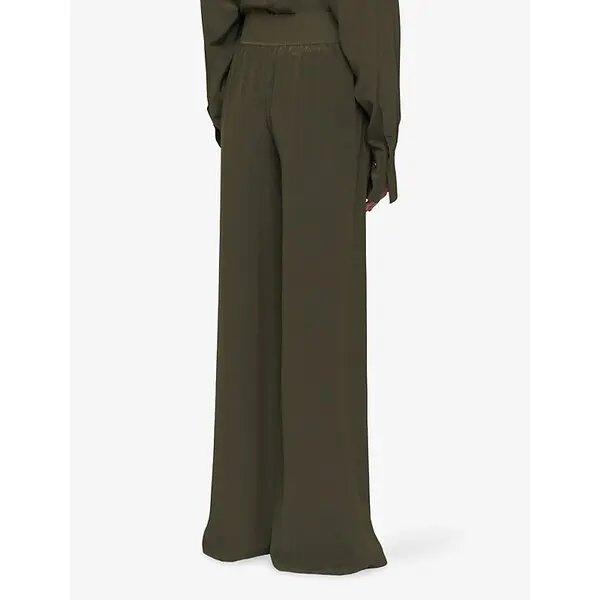 JOSEPH Rihani Wide-leg Silk Trousers - Palm Leaf
