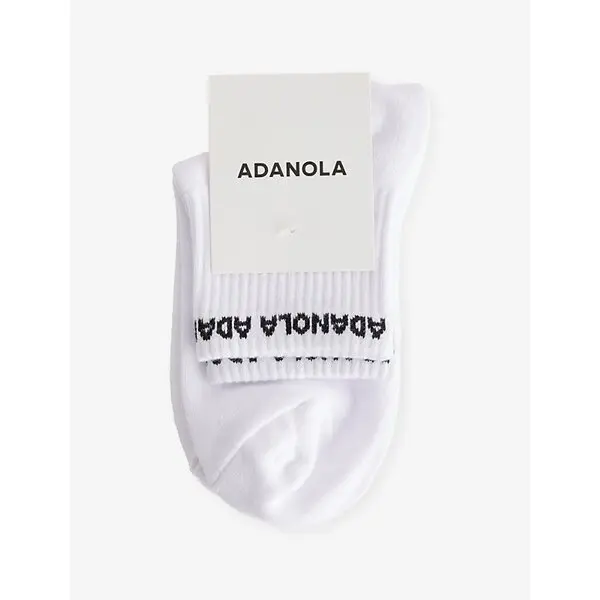 ADANOLA Branded Cotton-blend Socks - White