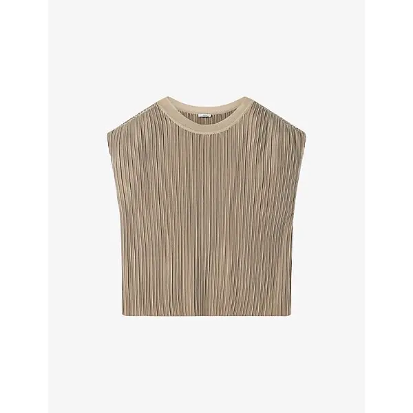 JOSEPH Cedre Pleated Satin Top - Powder