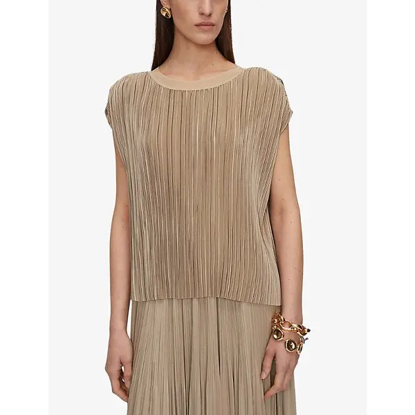 JOSEPH Cedre Pleated Satin Top - Powder