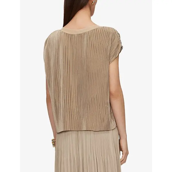 JOSEPH Cedre Pleated Satin Top - Powder