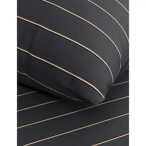 BOSS Bray Striped Cotton Pillowcase 50cm X 75cm - Ebony