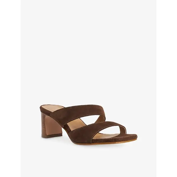 DUNE Jaeda Heeled Suede Sandals - Brown Suede