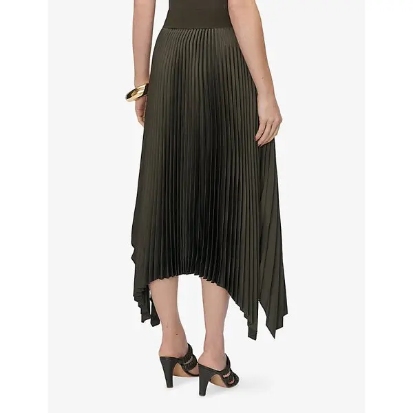 JOSEPH Plissé Woven Maxi Skirt - Palm Leaf