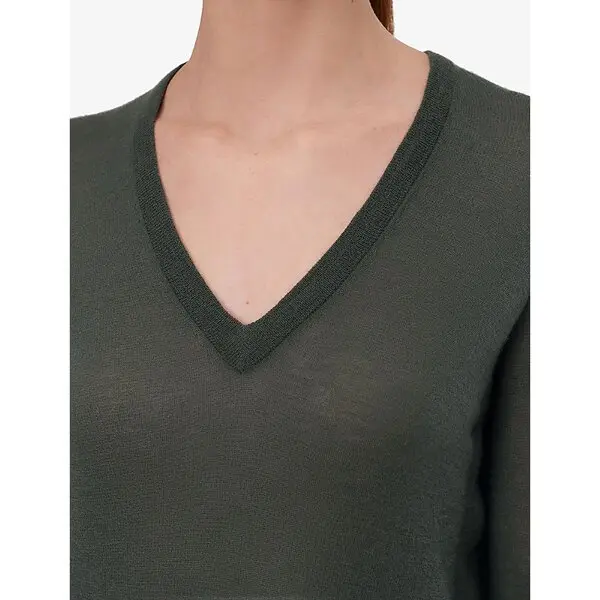 JOSEPH Cashair V-neck Cashmere Jumper - Palm Leaf