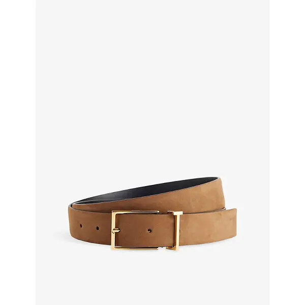 TOM FORD Buckle Suede Belt - Olive Brown