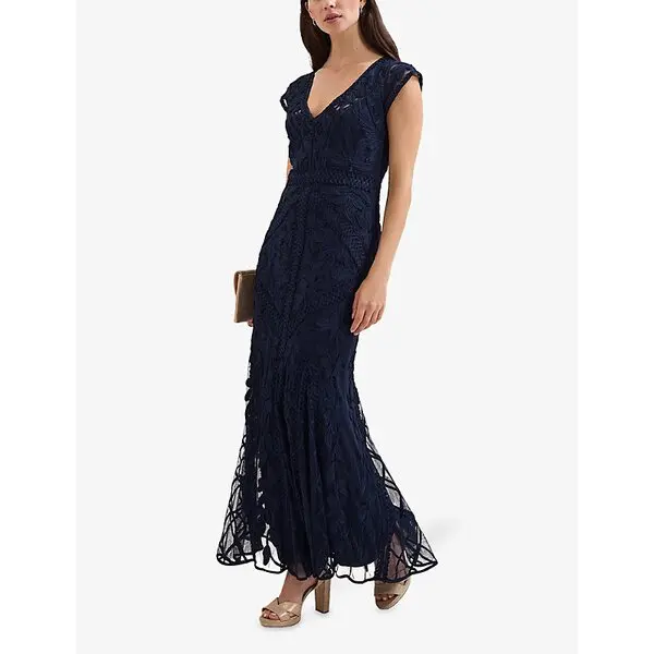 PHASE EIGHT Khiana V-neck Tapework Woven Maxi Dress