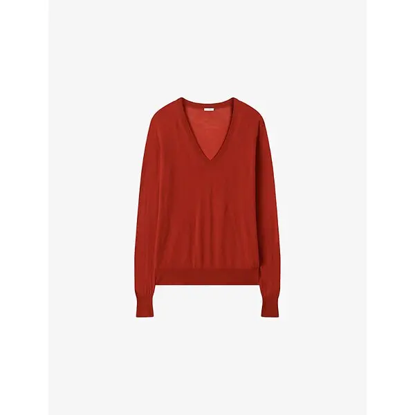 JOSEPH Cashair V-neck Cashmere Jumper - Spice