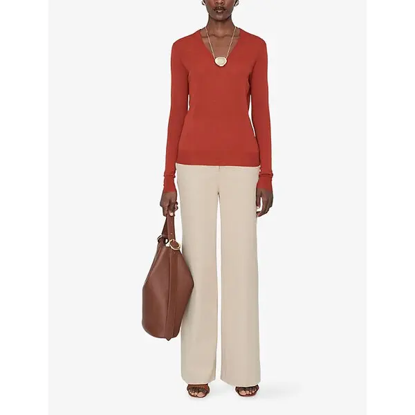 JOSEPH Cashair V-neck Cashmere Jumper - Spice