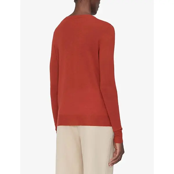 JOSEPH Cashair V-neck Cashmere Jumper - Spice