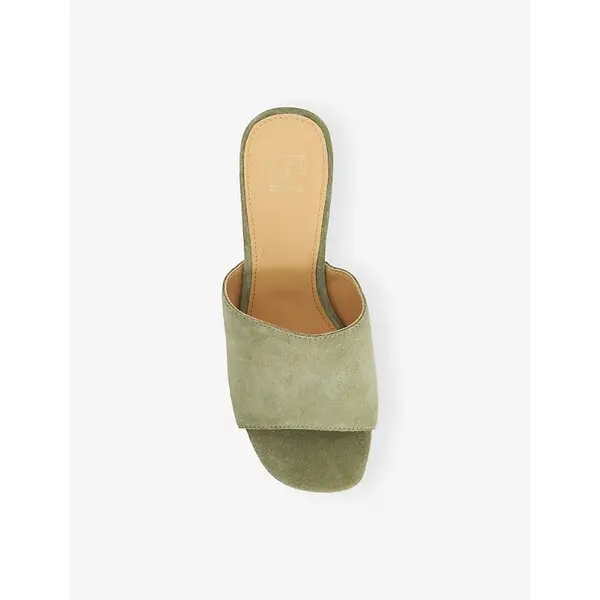 DUNE Kaydee Suede Wedge Mules - Sage Suede