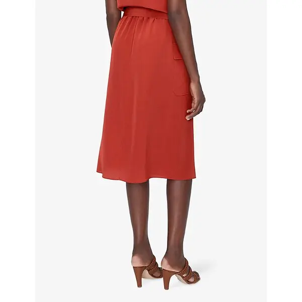 JOSEPH Charai Belted Silk Midi Skirt