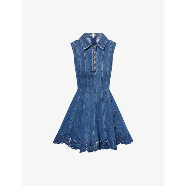 SELF-PORTRAIT Broderie Denim Mini Dress