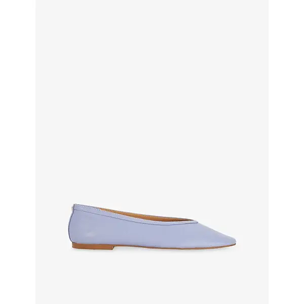 DUNE Hetta Leather Ballet Flats - Blue Leather