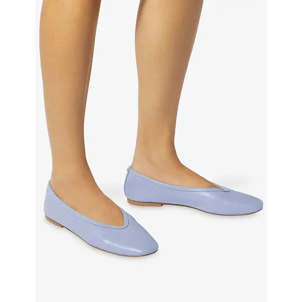 DUNE Hetta Leather Ballet Flats - Blue Leather