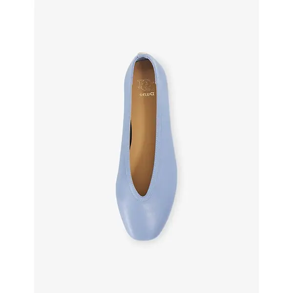 DUNE Hetta Leather Ballet Flats - Blue Leather