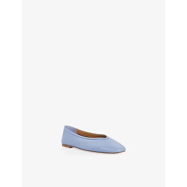 DUNE Hetta Leather Ballet Flats - Blue Leather