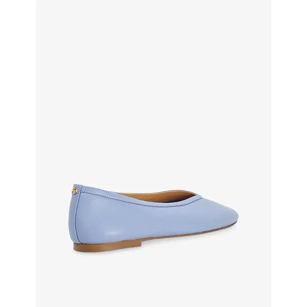 DUNE Hetta Leather Ballet Flats - Blue Leather