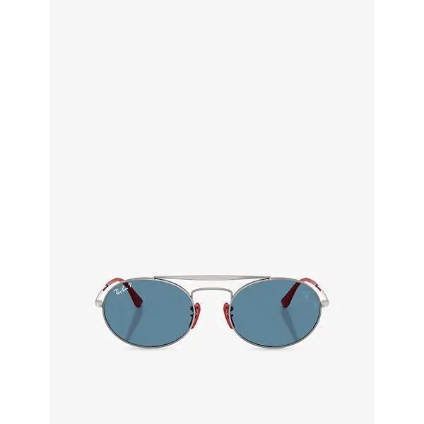 Ray-ban X Scuderia Ferrari Round-frame Metal Sunglasses - Silver