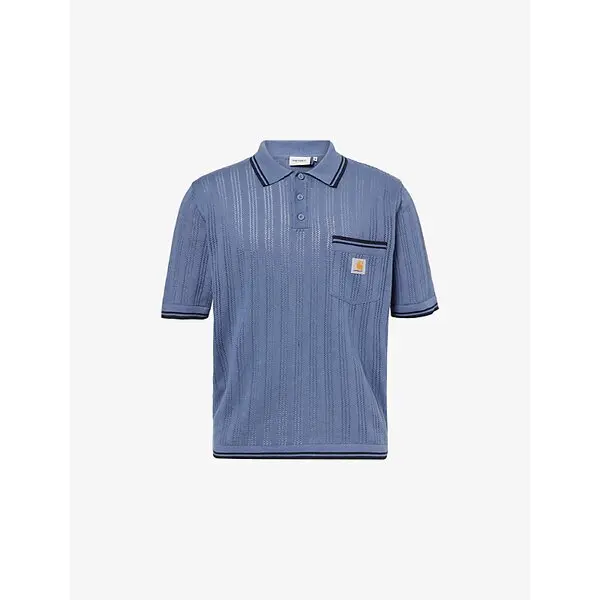 Carhartt Work In Progress Ramsey Cotton Knit Polo Shirt Xxl - Velvet Blue / Deep Night
