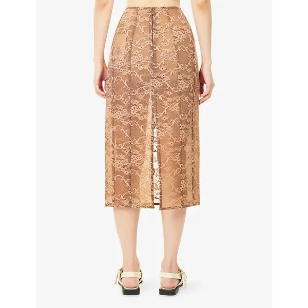Acne Studios Lace Boned Midi Skirt - Bronze Brown