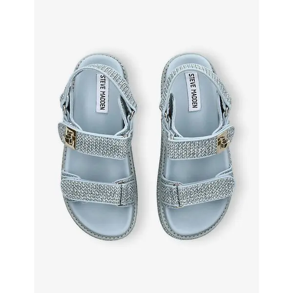 Steve Madden Bigmona Raffia Flat Sandals - Blue