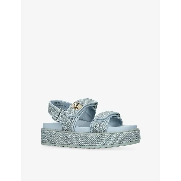 Steve Madden Bigmona Raffia Flat Sandals - Blue