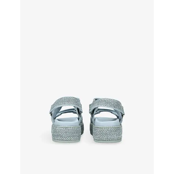 Steve Madden Bigmona Raffia Flat Sandals - Blue