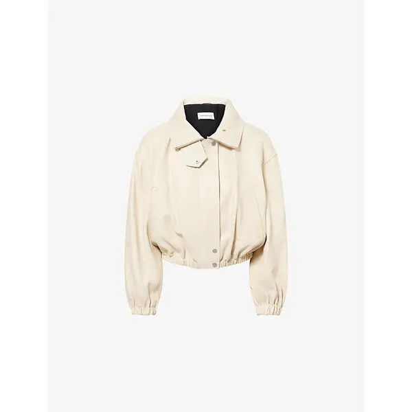 Nour Hammour Leather Bomber Jacket