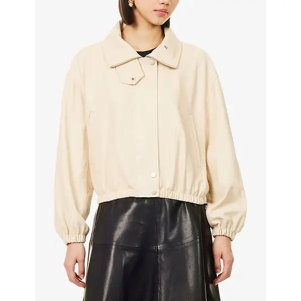 Nour Hammour Leather Bomber Jacket