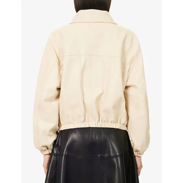 Nour Hammour Leather Bomber Jacket