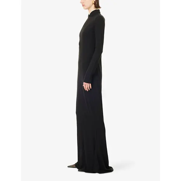 MUGLER Column Quarter-zip Wool-jersey Maxi Dress