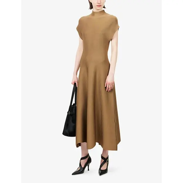 Khaite Lyra Zip-neck Knitted Midi Dress