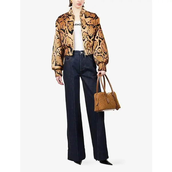 Stella McCartney Leopard-pattern Velvet Bomber Jacket