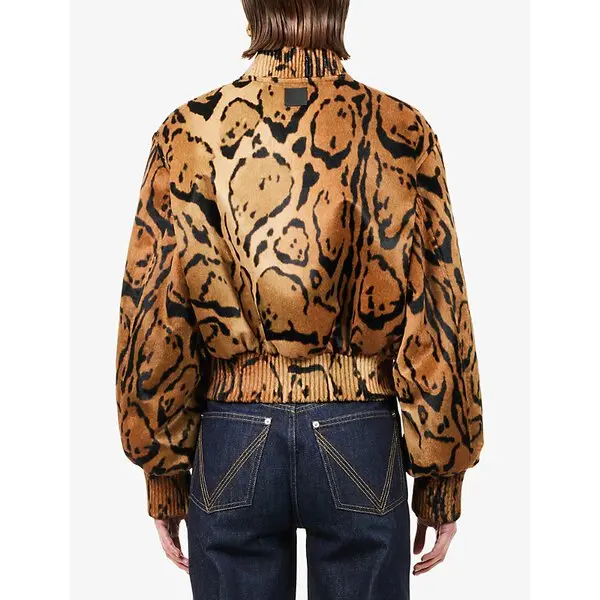 Stella McCartney Leopard-pattern Velvet Bomber Jacket