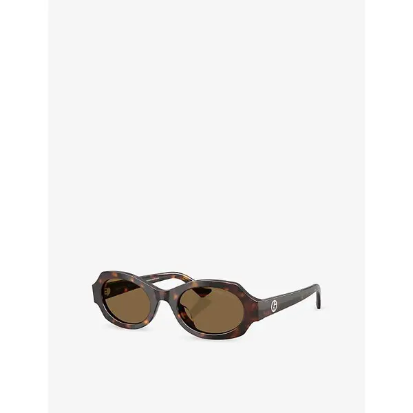 Giorgio Armani Oval-frame Acetate Sunglasses - Brown