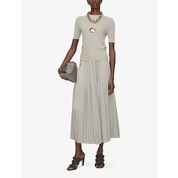 JOSEPH Rabat Pleated Satin Maxi Skirt - Powder