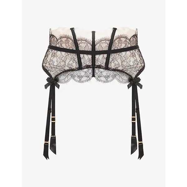 Agent Provocateur Vitoria Lace Suspender - Black/blush