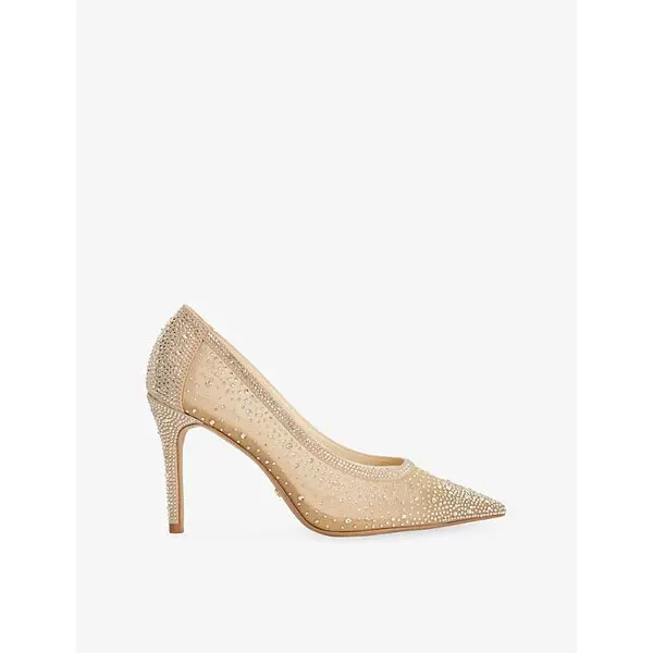 DUNE Rhinestone Heeled Mesh Courts - Blush Synthetic