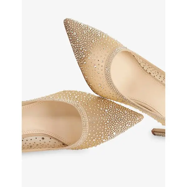 DUNE Rhinestone Heeled Mesh Courts - Blush Synthetic