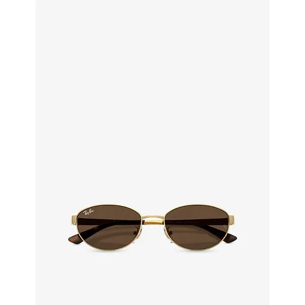 Ray-ban Oval-frame Metal Sunglasses - Gold