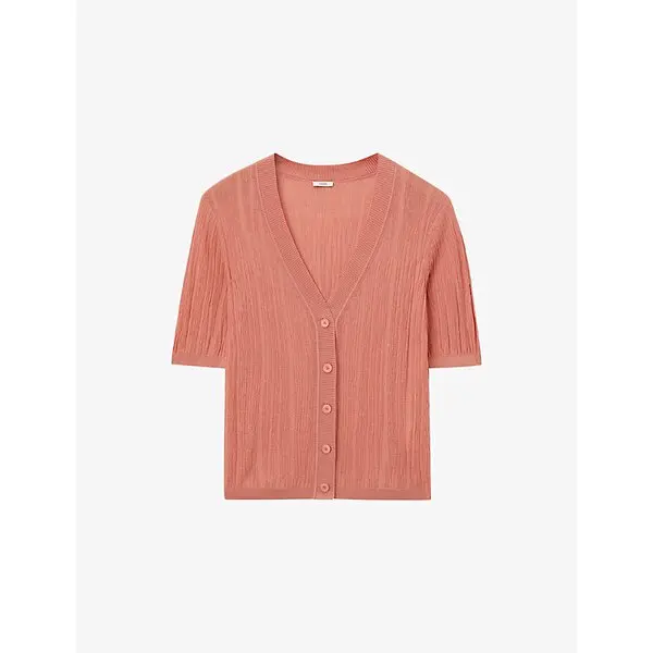 JOSEPH Sens Ribbed Silk And Cotton Cardigan - Blush