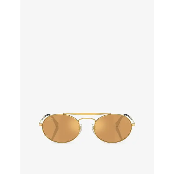Ray-ban X Scuderia Ferrari Rb3775m Round-frame Sunglasses - Gold