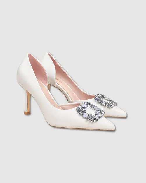 MI/MAI Astoria Leather Pumps Diane Perreau - White