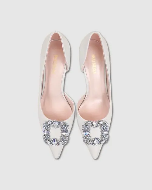 MI/MAI Astoria Leather Pumps Diane Perreau - White
