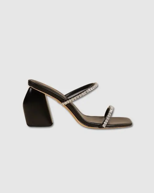 MI/MAI Tilda Crystal High Mule Sandal - Black