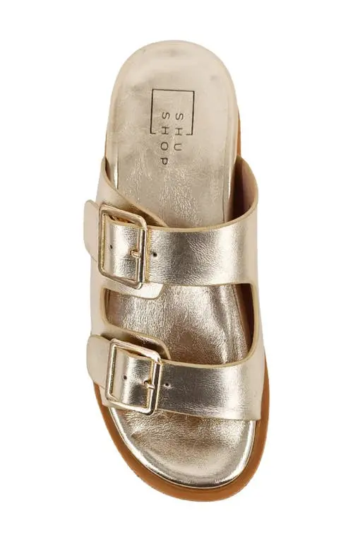 SHU SHOP Lucinda Platform Wedge Slide Sandal - Gold
